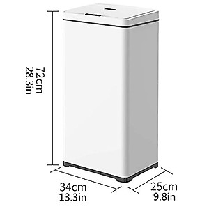 LXXSH 13 Gallon Stainless Steel Automatic Trash Can Large Metal Indoor Trash Can with Lid, Powered by Batteries (not Included) (Size : B)