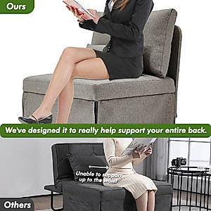 ZZW Sleeper Chair Bed Upgrade 4-in-1 to 5-in-1 Convertible Multi-fuction Sofa Bed Chair w/Adjustable Backrest Assembly-Free Linen Folding Sofa Ottoman Bed Chair for Living Room Apartment (Light Grey)