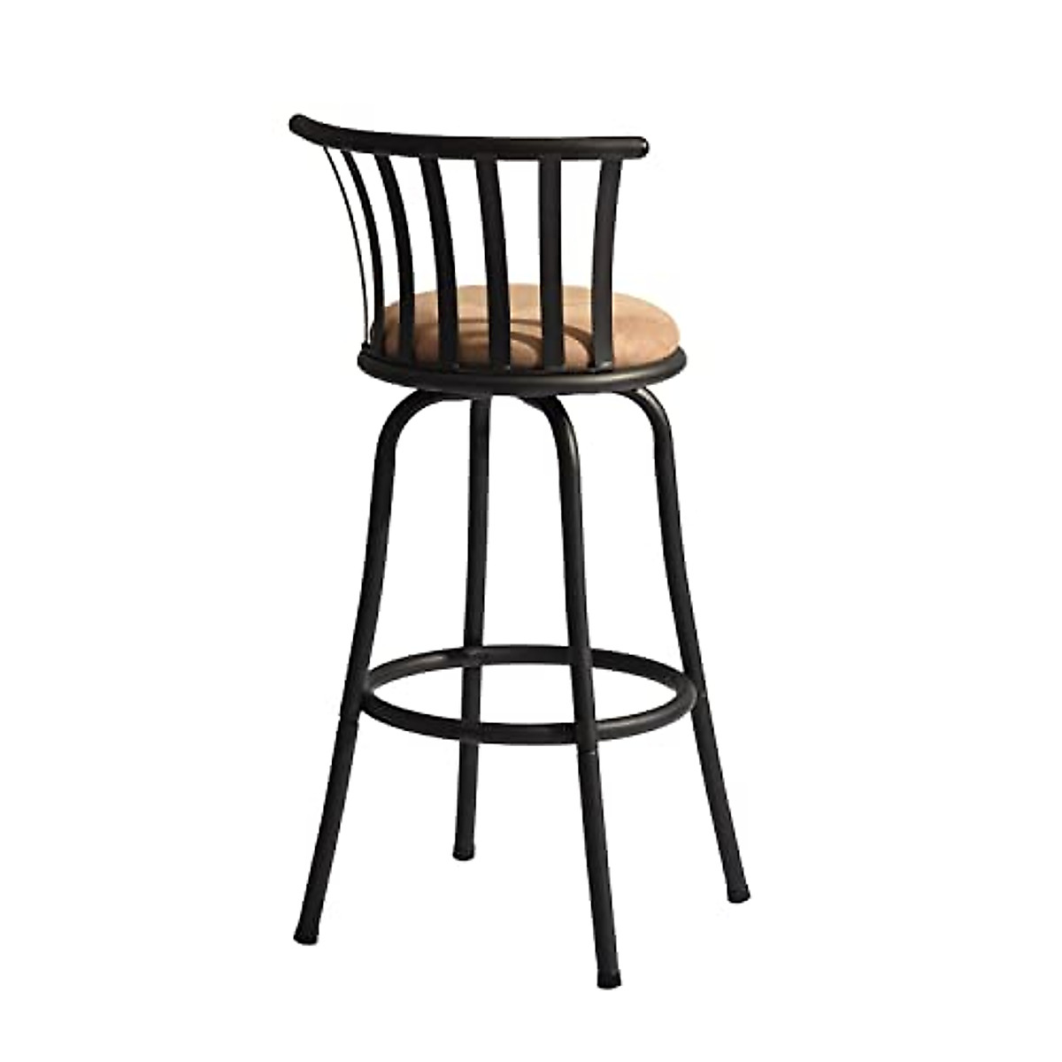 FurnitureR 29 INCH Bar Stools Set of 2 Country Style Industrial Counter Stools, Swivel Barstools with Fabric Seat Metal Back and Footrest for Indoor Bar Dining Kitchen, Brown
