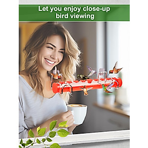 Close-up Viewing Window Hummingbird Feeder with 8 Ports Leak Proof, Top Fill & Easy to Clean Humming Bird Feeders Tube for Outdoors, 2 Pack