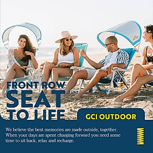 GCI Outdoor Sunshade Recliner Beach Chair | Collapsible Folding Canopy Shade Chair with Durable Armrests, Drink Holder & Portable Carry Bag, Perfect for Beach Trips & Picnics — Seafoam Green