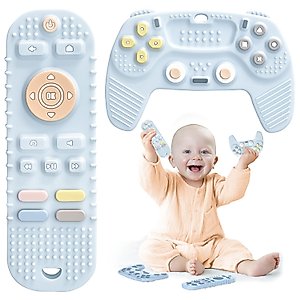 Remote Teether for Pet 2 Pack Baby Remote Control Toy Baby Teething Toys for Babies 0-6,6-12,18 Months,BPA Free Silicone Baby Teether Toys for Infant Toddlers Teething Relief Chew Toys Set,6m+