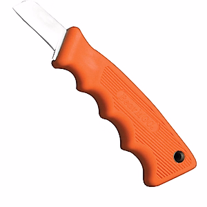 Bear & Son 6 1/2" Powergrip Kraton Fixed Blade Utility Knife, High Carbon Stainless Steel, Orange Kraton Handle Electrician Knife with Sheath (466 1/4)