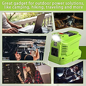 Portable Power Supply Inverter for Ryobi 18V Lithium Battery, TEPULAS DC 18V to AC 120V Power Inverter Generator 150W, Power Source USB Phone Charger Adapter for Ryobi with AC Outlet & LED Light