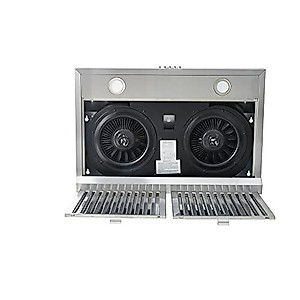 HTH HTHomeprod 30 Inch Under Cabinet Range Hood Powerful Dual Motor 3 Speed 480 CFM Stainless Steel Filter
