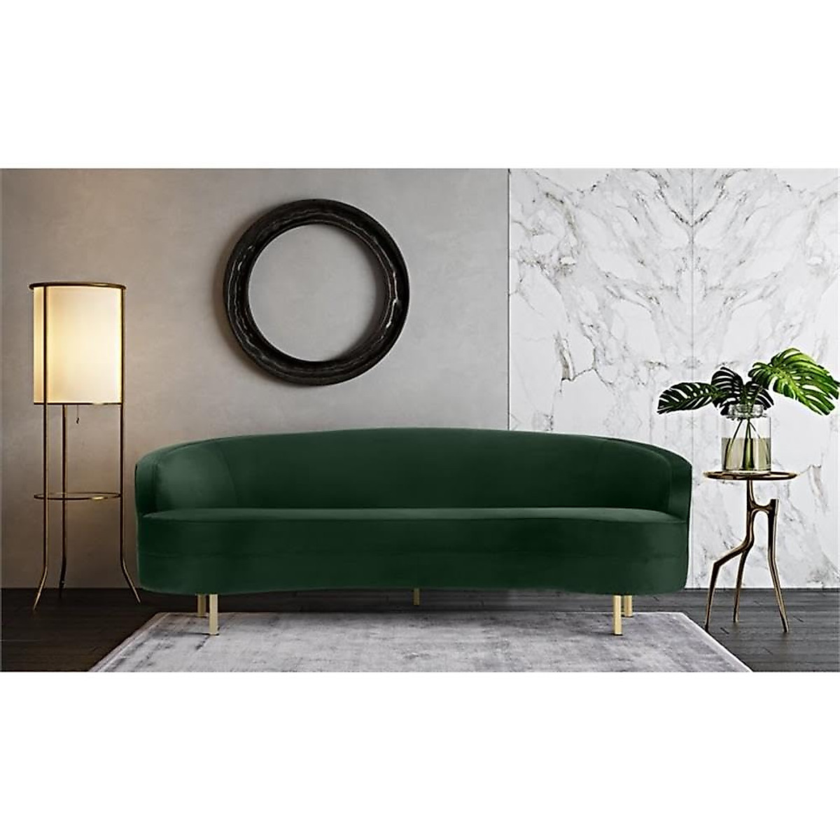TOV Furniture Baila Modern Velvet Upholstered Living Room Sofa, 89.4" Green