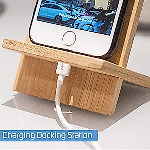 LIFATION Bamboo Phone Stand with Charging Hole Detachable Portable Wood Mobile Phone Holder