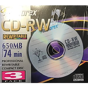3-Pack of Memorex CD-RW 650MB 74 min Professional Rewritable Compact Disks in standard jewel cases