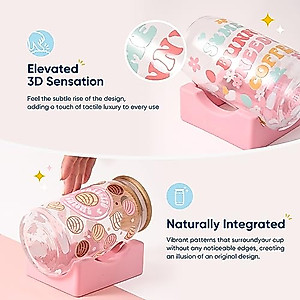 Beryzol UV DTF Cup Wrap, 9 Sheets Mama Theme 1 Sheets Mysterious Pattern and Cleaning Kit, UV DTF Transfers Stickers for 16 OZ Libbey Glass Cups Straws and Accessories