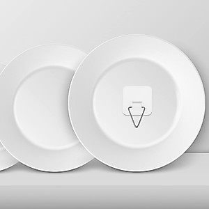 DOITOOL 50pcs Multi- use Plate, Restaurant X. White Self- Hooks Plate Dishes Fixing Decorative Hanger, Home Invisible Hanger Supplies Kitchen Adhesive Wall Holders. for Sticky Square Art