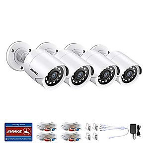 ANNKE 4 Packed 2.0MP 1080P 1920TVL Wired Security Camera Kits, HD TVI Add-on Outdoor CCTV Cameras, IR Night Vision, Weatherproof Housing, Home Surveillance Security Bullet Cam