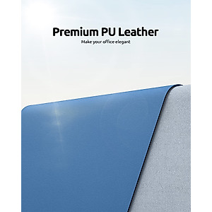 YSAGi Leather Desk Protector, Office Mat, Large Mouse Mat, Non-Slip PU Leather Blotter, Laptop Desk Pad, Waterproof Writing Pad for Office and Home (Sea Blue, 23.6" x 13.8")