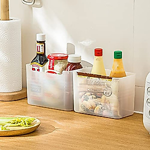 LINFIDITE 2 Pack Fridge Side Door Storage Containers Refrigerator Organizer Box Durable Plastic Storage Bins for Fridge, Counter, Cabinet Kitchen Organization Food Storage