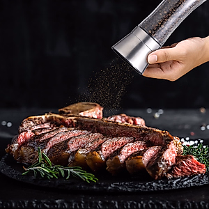 COOKAID Salt and Pepper Grinder with Adjustable Ceramic-Refillable Pepper & Salt Mill-Premium Stainless Steel Mill-Set of 2