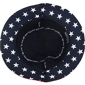 KBM-021 NAV Flag Patriotic Stars and Stripes Floral Galaxy Leaf Aztec Tropical Print Bucket Hat Summer Boonie Cap