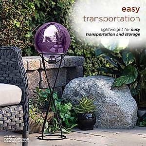 Alpine Corporation 24" Tall Indoor/Outdoor Metal Gazing Globe Display Stand, Black