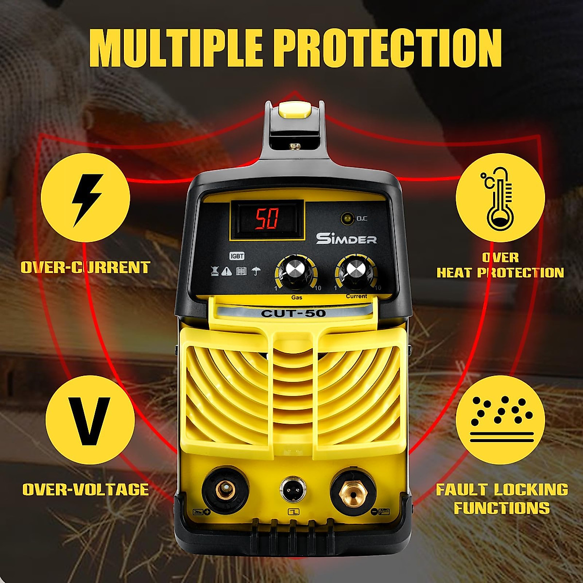 SSIMDER Plasma Cutter 50Amp Plasma Cutter Machine with Dual Voltage 110V/220V Non-Pilot Arc 1/2 Inch Clean Cut Plasma Cutting Equipment with High Frequency Easy Metal Cutter LCD Display IGBT Inverter