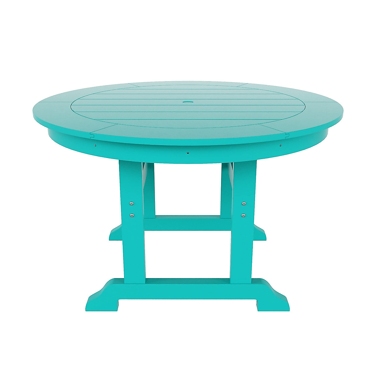 WO Outdoor Adirondack Dining Chair Round Table 5 PCS Set Retro Aesthetic Curveback for Outside Restaurant Dining, Resort, Hotel, Home, Balcony, Terrace, Lawn, Pool, Deck, Garden (Turquoise)