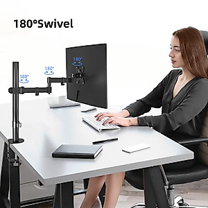 Bracwiser Monitor Mount Single Fully Adjustable Arm Fits One Screen 13-32 inch 22lbs for Monitor Computer Screen 13 15 17 19 20 22 23 24 26 27 30 32 inch VESA 75 100 (MD7421)