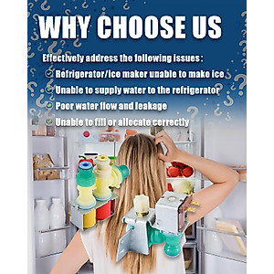 W10238100 WPW10238100 & W10341320 WPW10341320 Refrigerator Water Inlet Valve Combination Water Inlet Valve Compatible with Whirlpool/Kenmore/Kitchen-Aid Refrigerator