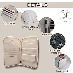 Leather Travel Document Holder - Family Passport & Boarding Pass Holder with Compartments & Slots