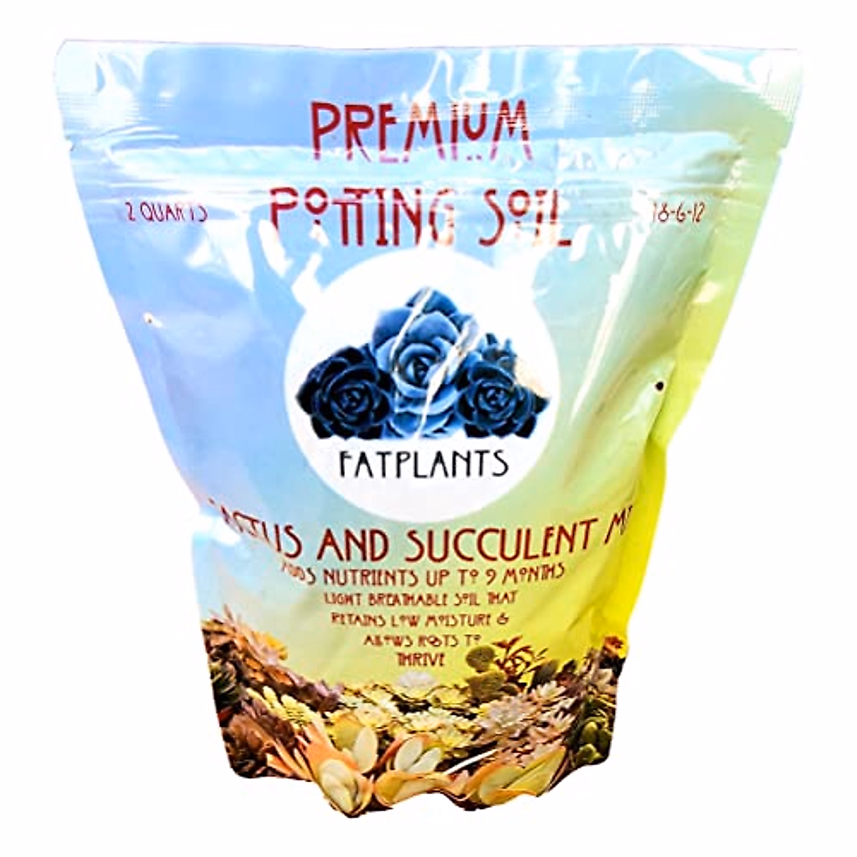 Fat Plants San Diego Premium Cacti and Succulent Potting Mix Soil - for Cactus Palm Tree Citrus Plant Grown in Gardening Containers - Indoors & Outdoors Use - with Natural Food/Fertilizer