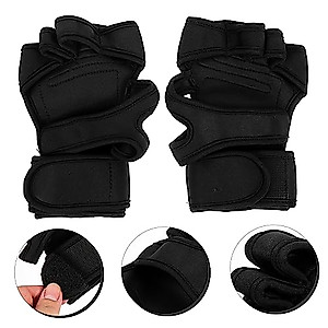 DOITOOL 1 Pair Sports Palm Athletic Gear Gloves for Men Bike Gloves for Men Thumb Support Weightlifting Half Finger Gloves Hand Stop Rubber Black Sports Training Gloves Non-Slip Gloves Man