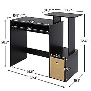 ZenStyle Computer Desk with Shelves 39" Home Office Writing Study Laptop Table Multipurpose Workstation with Keyboard Tray, CPU Storage and Non-Woven Bin, Brown