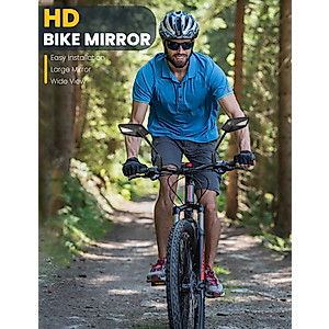 ROTOPATA Bike Mirror Handlebar Mount 1 Pair, 360° Adjustable HD Scratch Resistant Glass Lens, Safe E-Bike Mirror, 21-32mm Handlebar, Bicycle Mirrors Accessories for Ebike Mountain Road Bike Scooter