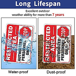 (2 pack) Restricted Area Sign Authorized Personnel Only, Do Not Enter Sign, 10 x 7 Inches .40 Rust Free Aluminum, UV Protected, Weather Resistant, Waterproof, Durable Ink，Easy To Mount