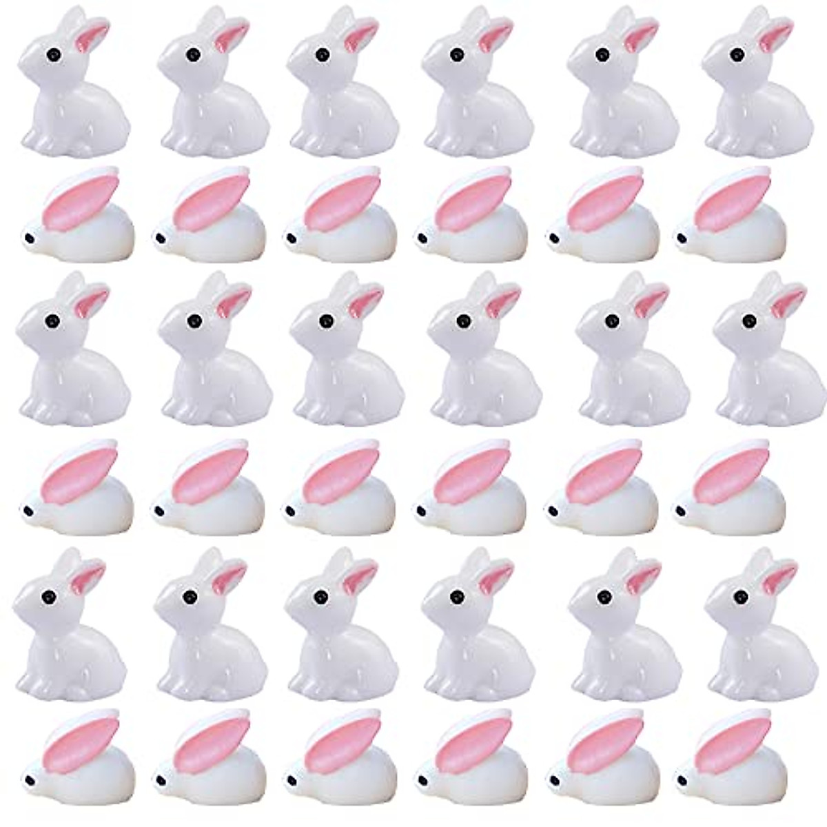 AWEELON 120PCS Miniature Rabbit Figurines, Mini Resin Rabbits Fairy Garden Miniature Moss Landscape DIY Terrarium Crafts Ornament Accessories for Home Décor