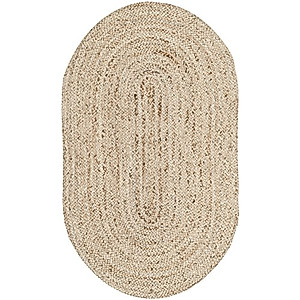 SAFAVIEH Cape Cod Collection Area Rug - 3' x 5' Oval, Natural, Handmade Flat Weave Jute, Ideal for High Traffic Areas in Living Room, Bedroom (CAP252A)