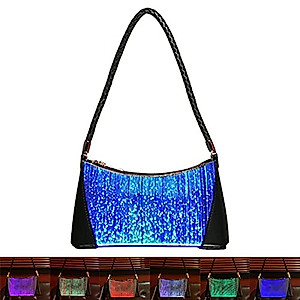 GLOOMALL Women LED Evening Shoulder Bags Fiber Optic Light Up Crossbody Clutch Wallet Glitter Party Trendy Small Handbags Bag (Black)