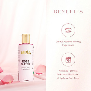 Mina Rose Water Facial Toner And Eyebrow Henna Tint Fixing Solution| Calming & Soothing, Suitable For All Skin Types | Organic, Refreshing Natural Rose Water | 200ml