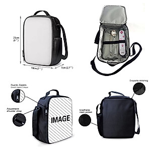 Glomenade Flame Water Basketball Lunch Bags Reusable Thermal Lunch Pouch Sack Fire Ice Ball Schoolbags Bookbags with Pencil Bag Snacks Organizer Back to School