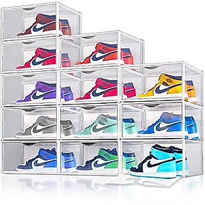 Shoe Boxes Clear Plastic Stackable, Clear Shoe Boxes Stackable, Shoe Organizer for Closet Shoe Storage Boxes, Shoe Box Sneaker Storage, Plastic Shoe Boxes With Lids, Shoe Display Case Shoe Containers