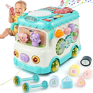 School Bus Toy with Music and Light, Intellectual Baby Girl Toys, Musical Toys for Toddlers 1-3, Learning Toys for Infant 18 Month, 2 3 Year Old Boys Girls