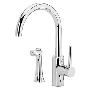 Pfister Solo Kitchen Faucet with Side Sprayer, 1-Handle, High Arc Swivel Spout, Polished Chrome Finish, LF0294SLC