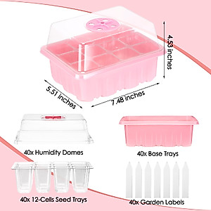 20 Set Seed Starter Tray Seed Starter Kit with Humidity Dome 240 Cells Total Plant Germination Trays with Drain Hole Reusable Propagation Tray Base Mini Greenhouse for Seedling Starting Growing