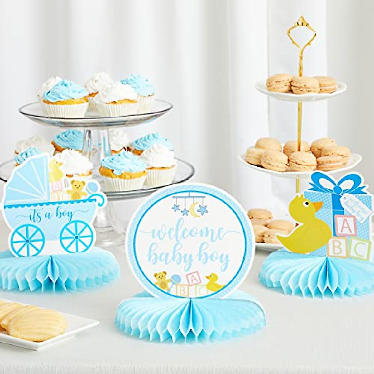 6 Pack Boy Baby Shower Table Decorations, Yellow Duck Honeycomb Centerpieces (8.25 x 7.5 in)