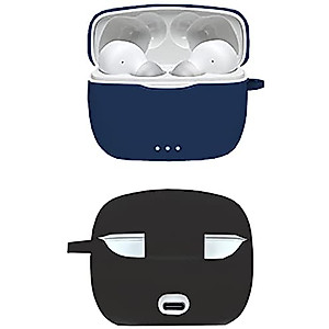 2 Pack DAYJOY Soft Silicone Protective Case Cover Compatible with JBL Tune 215TWS, Protective Skin Sleeve with Key Chain (Sky Blue+Light Green)