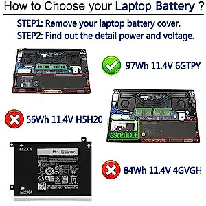 97WH 6GTPY Battery Compatible with Dell XPS 15 7590 9560 9570 9550 15-9560-D1745 15-9560-D1845T 15-9570-D1941T Vostro 7500 Precision 5520 5530 5540 M5510 Workstation Series P56F002 P56F001 P56F 11.4V