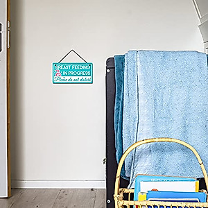 Putuo Decor Breastfeeding or Pumping in Progress Door Sign, Reversible Double Sided Sign for Home, Nursery, Baby Room, 10x5 Inches PVC Hanging Plaque
