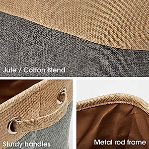 EZOWare 6pc Small Storage Bins Baskets + Set of 3 Large Canvas Fabric Tweed Storage Organizer Cube for Nursery Kids Toddlers Home and Office