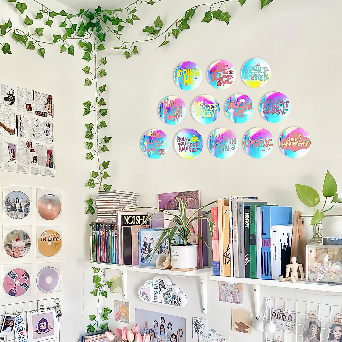 HK Studio Y2K Room Decor - Hologram Disc Teen Room Decor 6" Pack 12