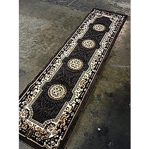 YHSF Traditional Floral Area Rug - Rugs for Living Room, Bedroom, Entryway, Dining Room, Kitchen Rugs Non Slip Washable Carpet Rug - Easy Clean Colorful Flower Rug - Black, 2 ft x 7 ft