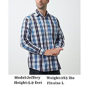 Double Pump Mens Button Down Shirts Cotton Long Sleeve Shirts Regular Fit (SL01A,M)