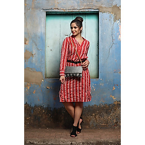 Myra Bag Pearl Grey Upcycled Canvas & Cowhide Small Crossbody Bag S-1490