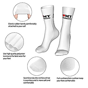 I Love My Hot Boyfriend 1 Socks Funny Socks Casual Crew Socks Compression Running Sock Moisture Wicking Novelty Christmas Gifts