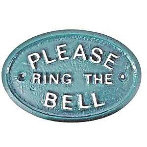 Silver on Green "Please Ring The Bell" House/Garden Wall Plaque